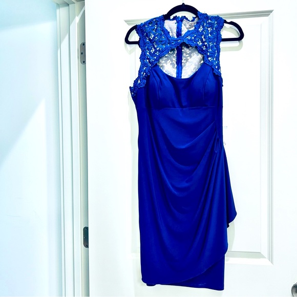 Xscape | Dresses | Xscape Lace Blue Cocktail Dress | Poshmark